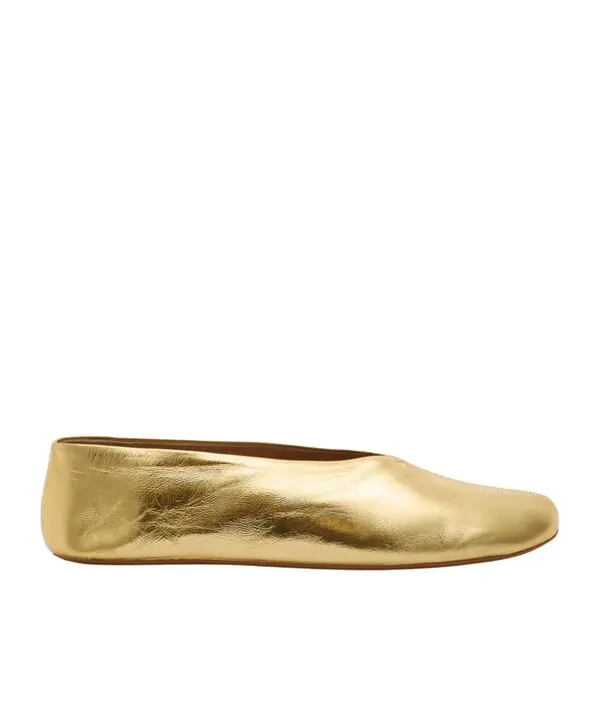 THE ROW Stella Metallic Leather Ballet Flats - Nude