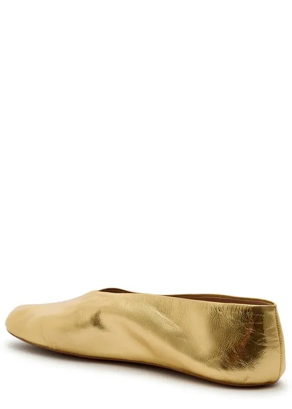 THE ROW Stella Metallic Leather Ballet Flats - Nude