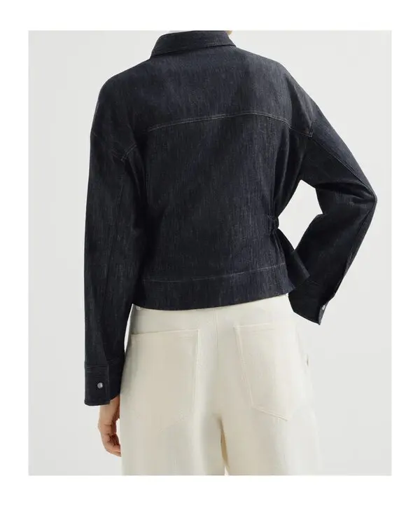 Brunello Cucinelli Cotton Denim-effect Twill Cropped Shirt