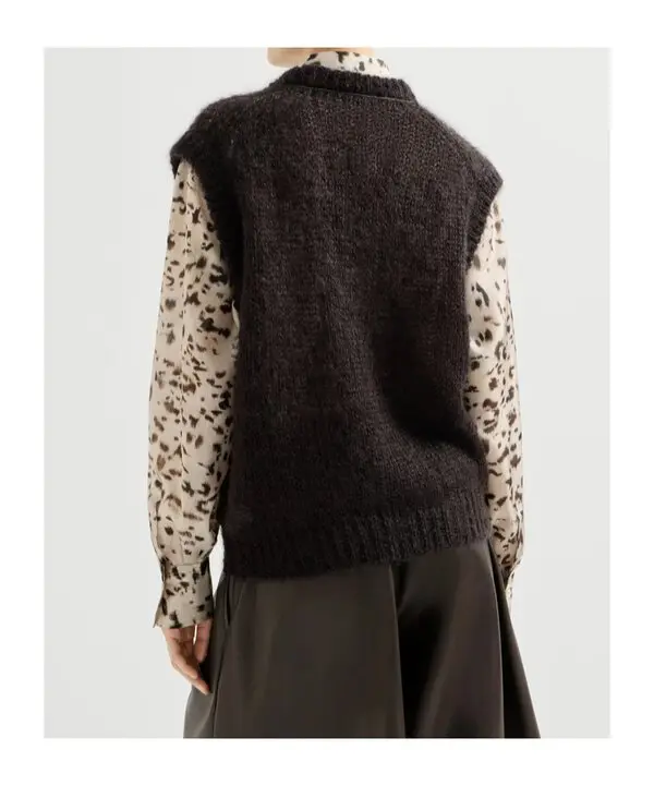 Brunello Cucinelli Sparkling Mohair Vest With Monili