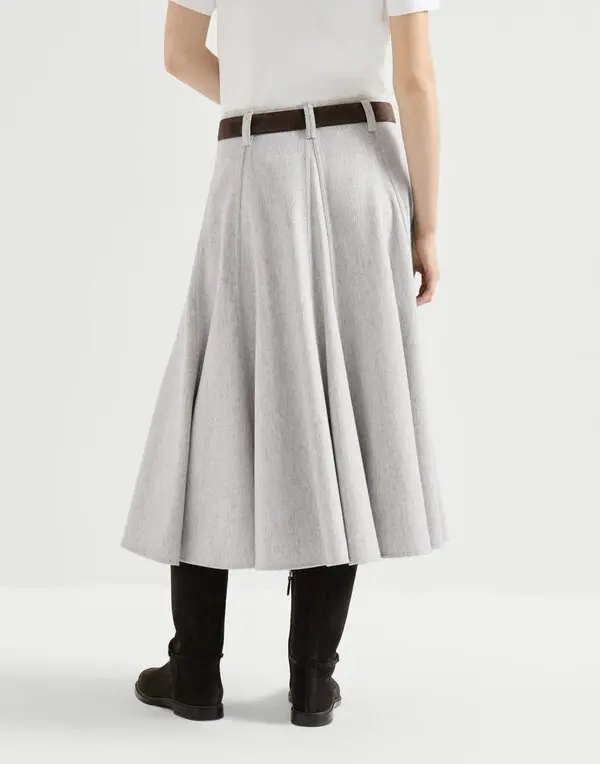 Brunello Cucinelli Wool Flannel Flared Skirt With Monili Embellishment