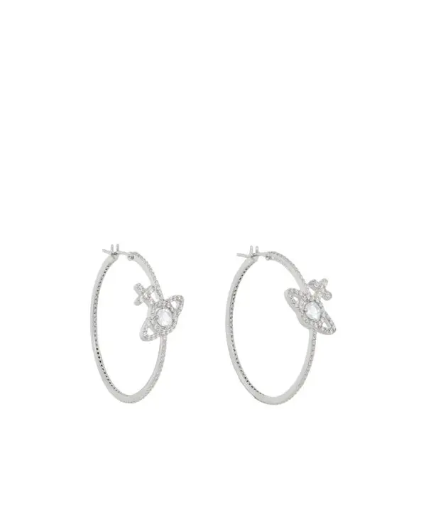 VIVIENNE WESTWOOD Olympia Cz Pave Hoop Earrings - White