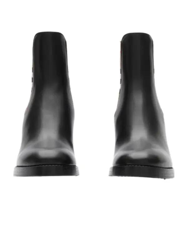Burberry Leather Hampstead Heel Boots With Knight Motif