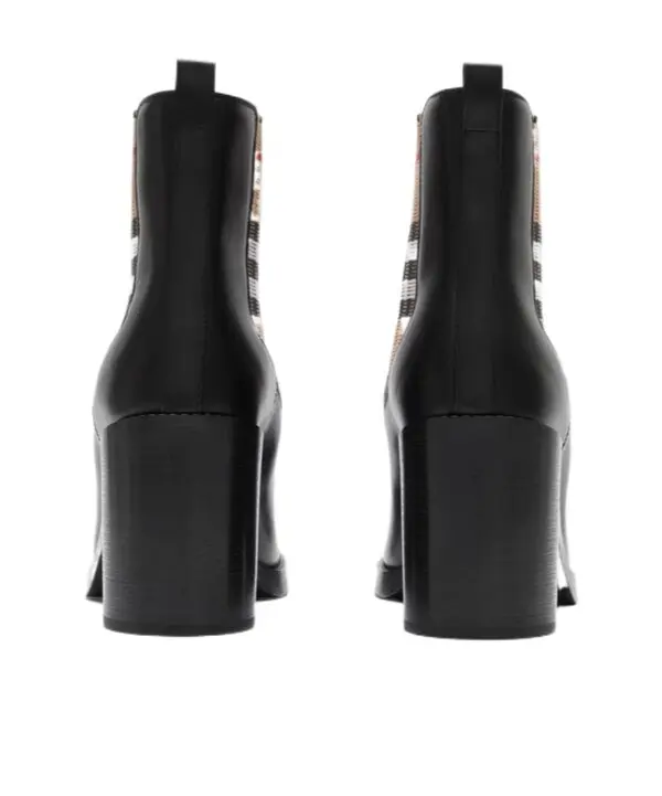 Burberry Leather Hampstead Heel Boots With Knight Motif