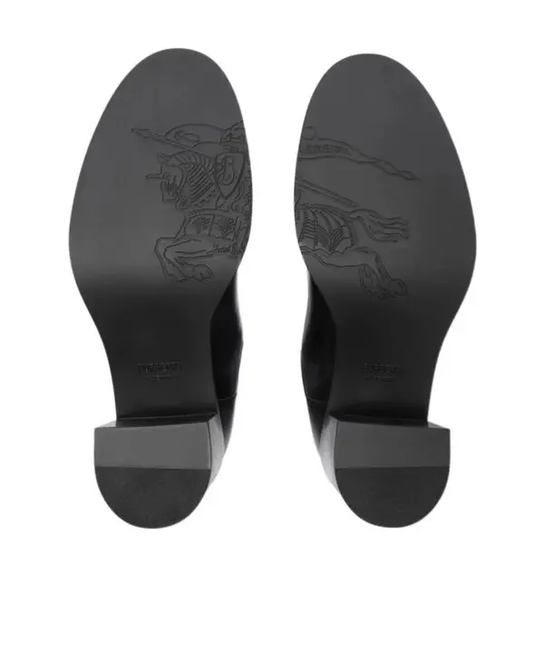 Burberry Leather Hampstead Heel Boots With Knight Motif