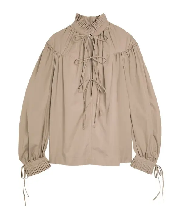Dries Van Noten Pleated Cotton-poplin Shirt - Nude