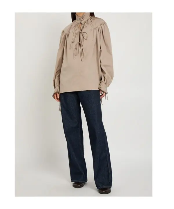Dries Van Noten Pleated Cotton-poplin Shirt - Nude