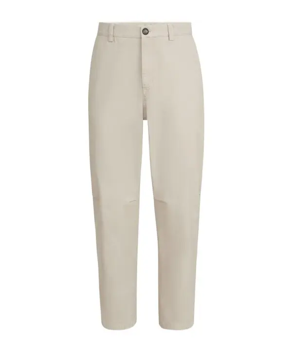 Brunello Cucinelli Garment-dyed Peached Cotton Gabardine Trousers - Nude