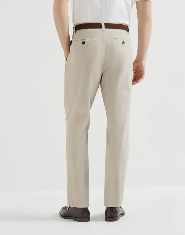 Brunello Cucinelli Garment-dyed Peached Cotton Gabardine Trousers - Nude