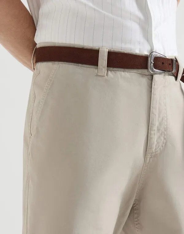 Brunello Cucinelli Garment-dyed Peached Cotton Gabardine Trousers - Nude