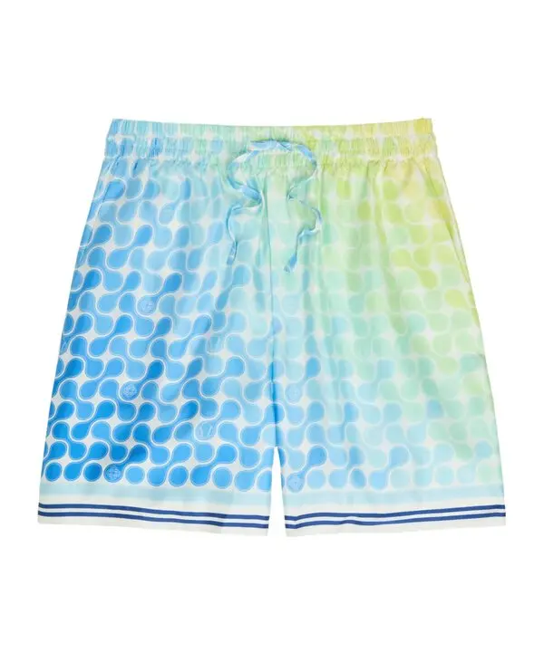 Casablanca Tennis Tile Patterned Silk Shorts