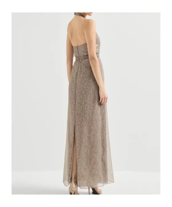 Brunello Cucinelli Halterneck Embellished Maxi Dress