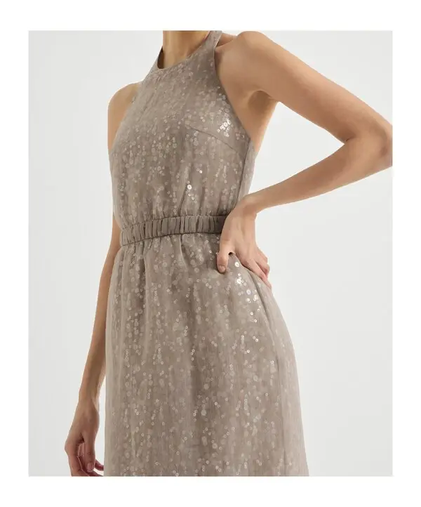 Brunello Cucinelli Halterneck Embellished Maxi Dress