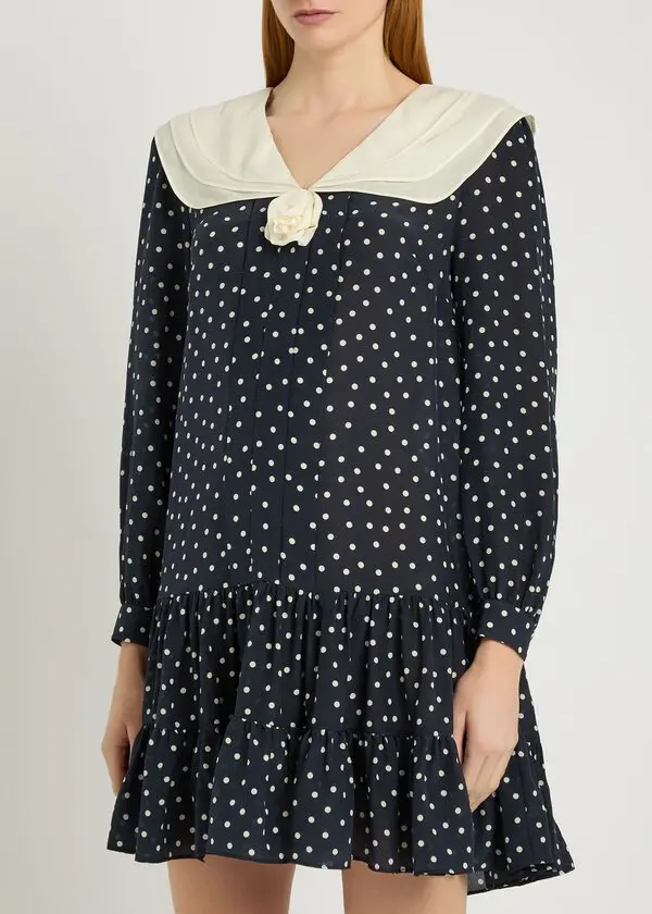 Rixo Valetta Polka Dot Silk-chiffon Mini Dress