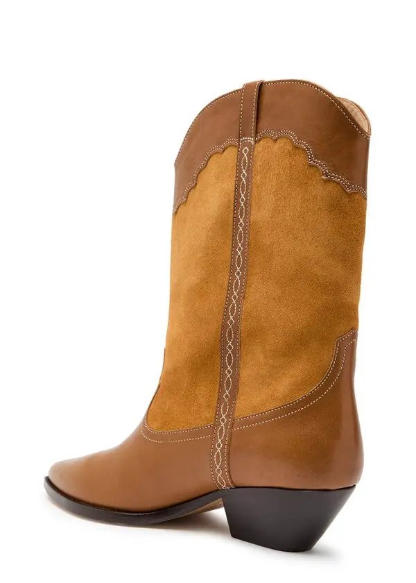 Isabel Marant Étoile Duerto Western Panelled Leather Mid-calf Boots - Brown