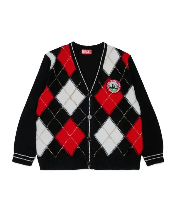 DIESEL® V-neck Argyle Knit Cardigan
