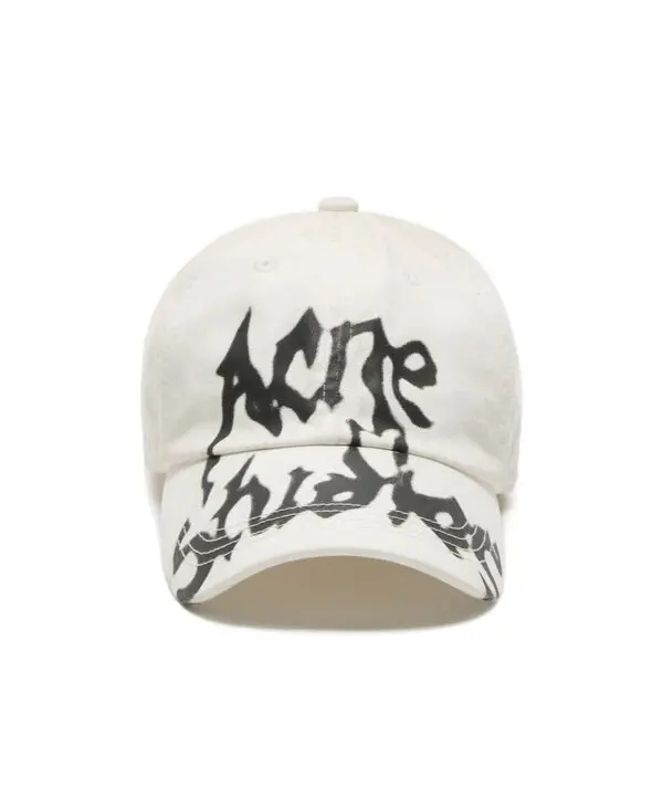 Acne Studios Logo Print Baseball Cap - White