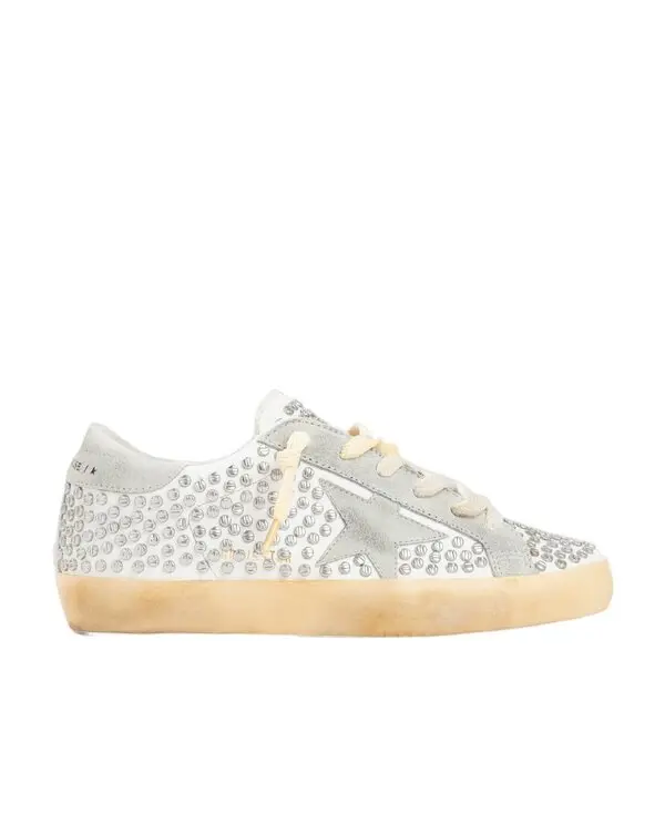 GOLDEN GOOSE Super Star Embellished Lace-up Sneakers - White