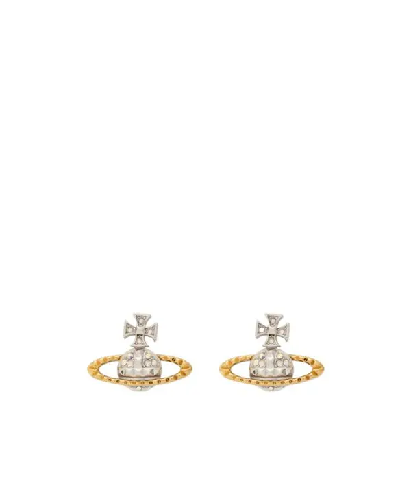 VIVIENNE WESTWOOD Mayfair Bas Relief Two-toned Rhodium-plated Stud Earrings - Yellow