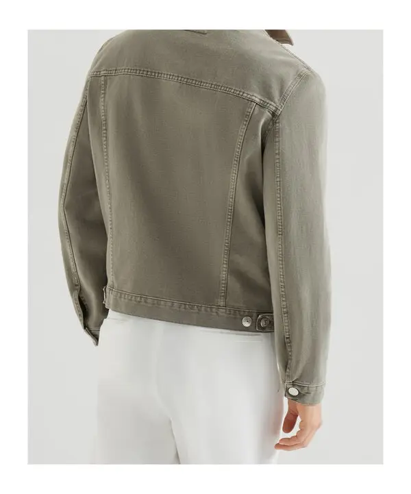 Brunello Cucinelli Garment-dyed Denim Jacket With Leather Collar