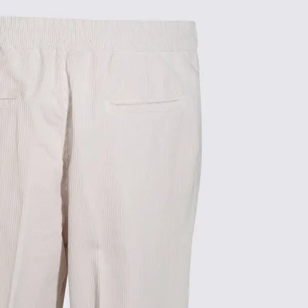 Brunello Cucinelli Garment-dyed Cotton Corduroy Trousers With Double Pleats - White