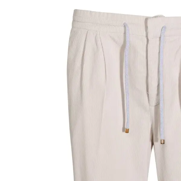 Brunello Cucinelli Garment-dyed Cotton Corduroy Trousers With Double Pleats - White
