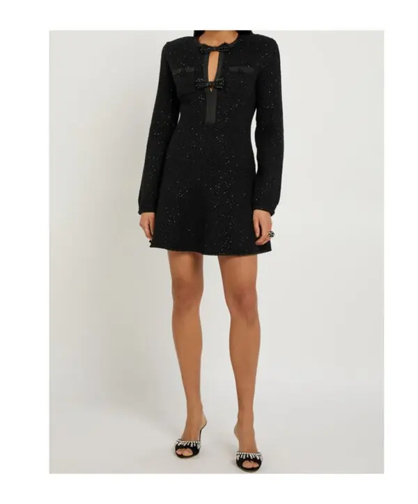 SELF-PORTRAIT Embellished Knit Mini Dress