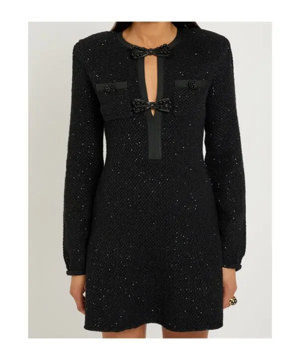 SELF-PORTRAIT Embellished Knit Mini Dress