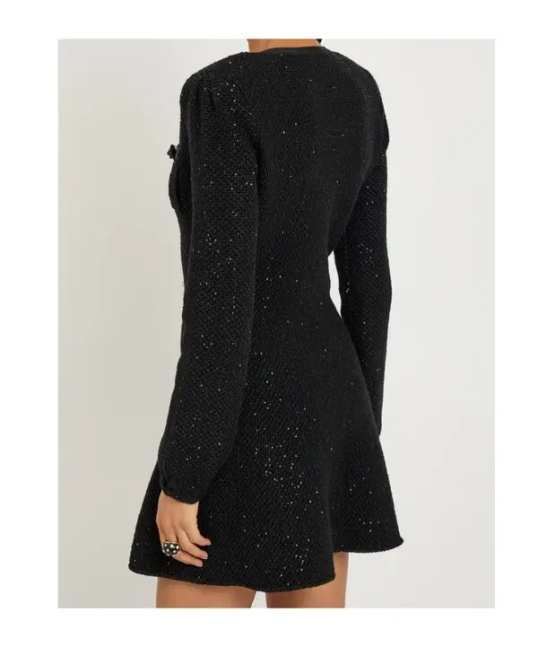SELF-PORTRAIT Embellished Knit Mini Dress