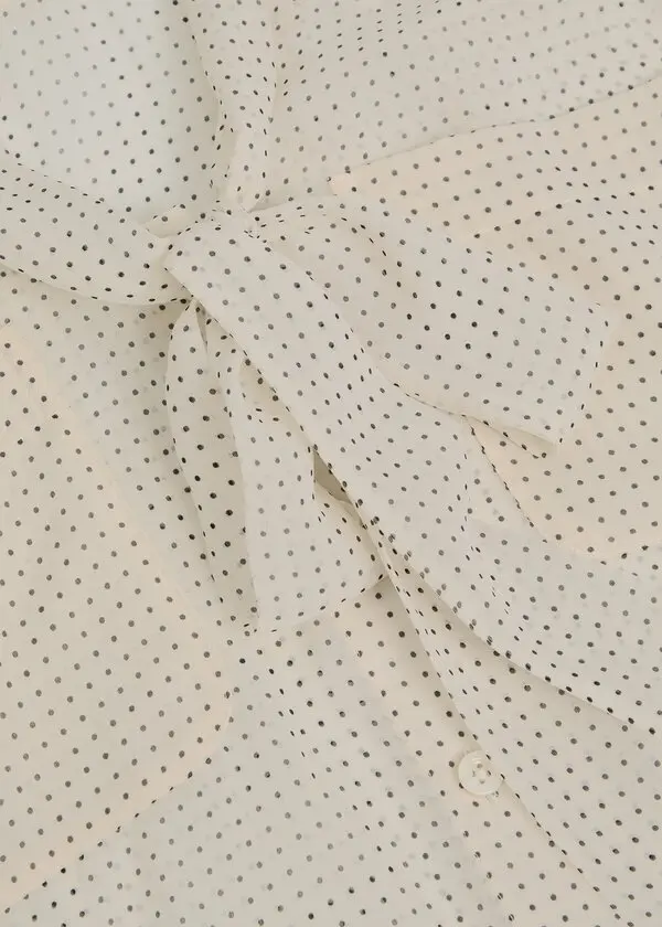 FRAME Polka-dot Tie-neck Silk Chiffon Blouse - White