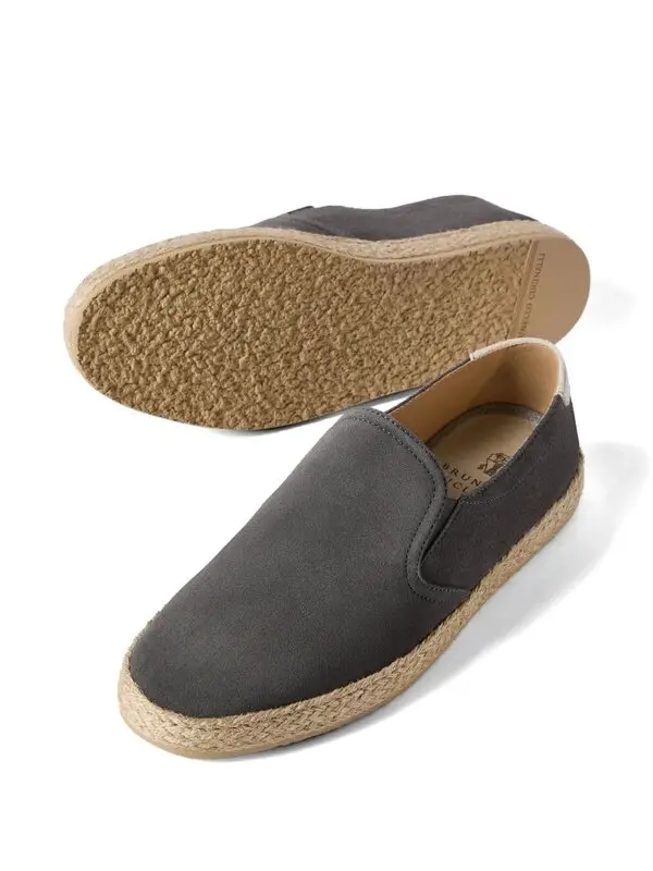 Brunello Cucinelli Suede Slip-ons With Rope Insert