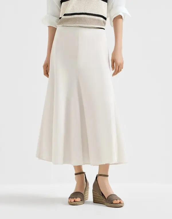 Brunello Cucinelli Cotton Organza Pull-on Skirt - White