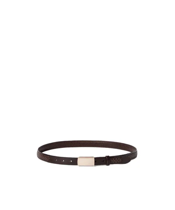 Brunello Cucinelli Textured Calfskin Belt With Box-frame Buckle