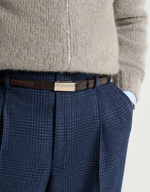 Brunello Cucinelli Textured Calfskin Belt With Box-frame Buckle