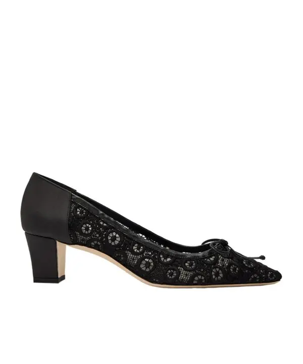Manolo Blahnik Martebal 50 Lace And Satin Pumps - Black