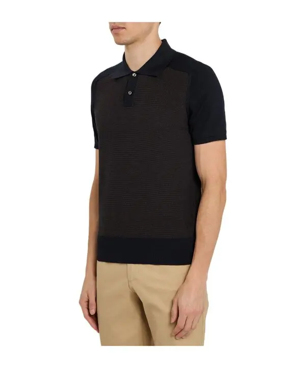 TOD'S Spliced Ribbed Blended Polo Shirt