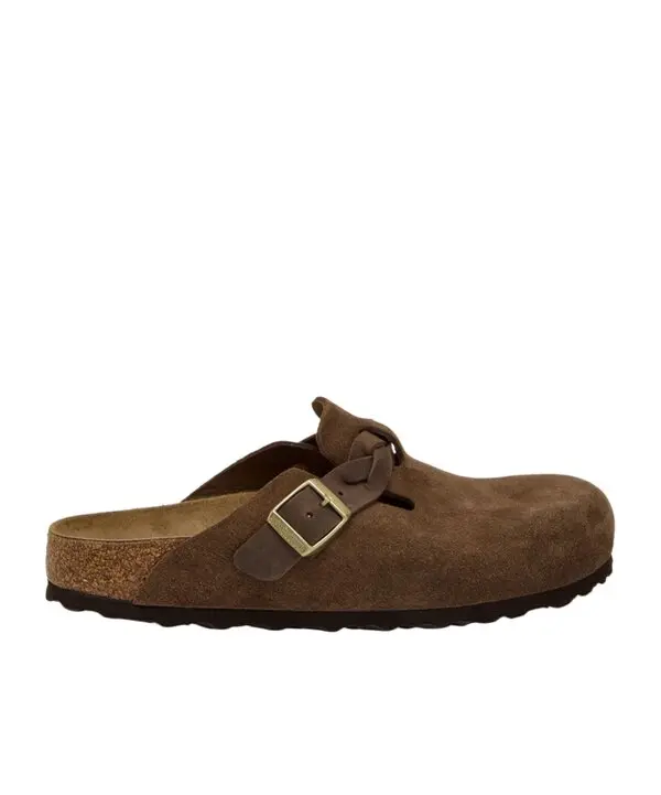 BIRKENSTOCK Boston Braided Suede Clogs - Brown