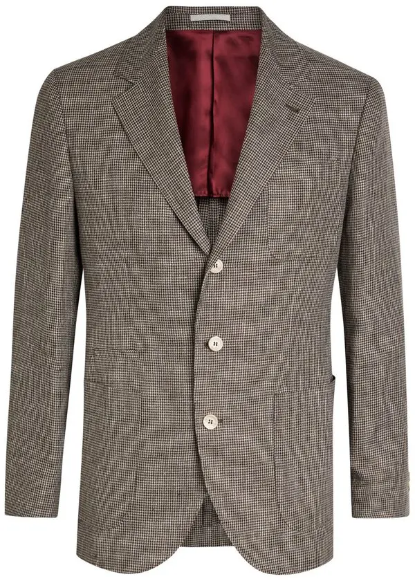 Brunello Cucinelli Houndstooth Linen Blazer