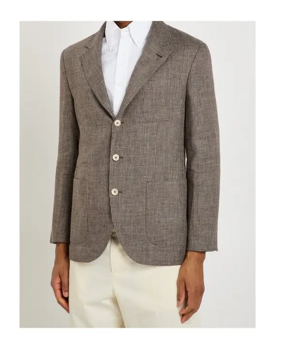 Brunello Cucinelli Houndstooth Linen Blazer