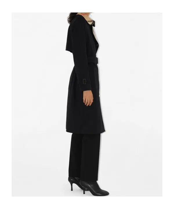Burberry Long Check Collar Gabardine Trench Coat