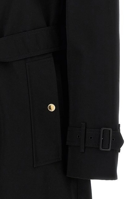 Burberry Long Check Collar Gabardine Trench Coat