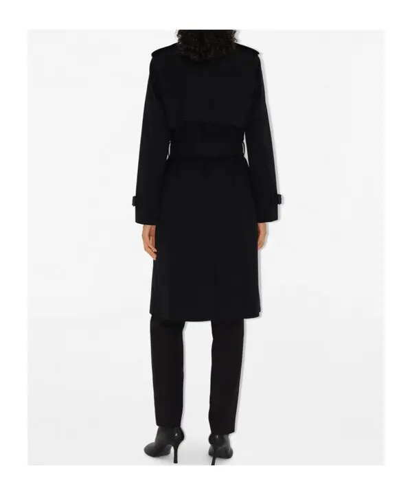 Burberry Long Check Collar Gabardine Trench Coat