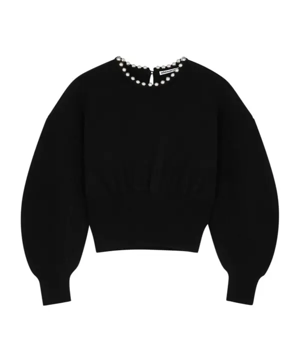 Alexander Wang Bead-embellished Wool-blend Jumper - Black