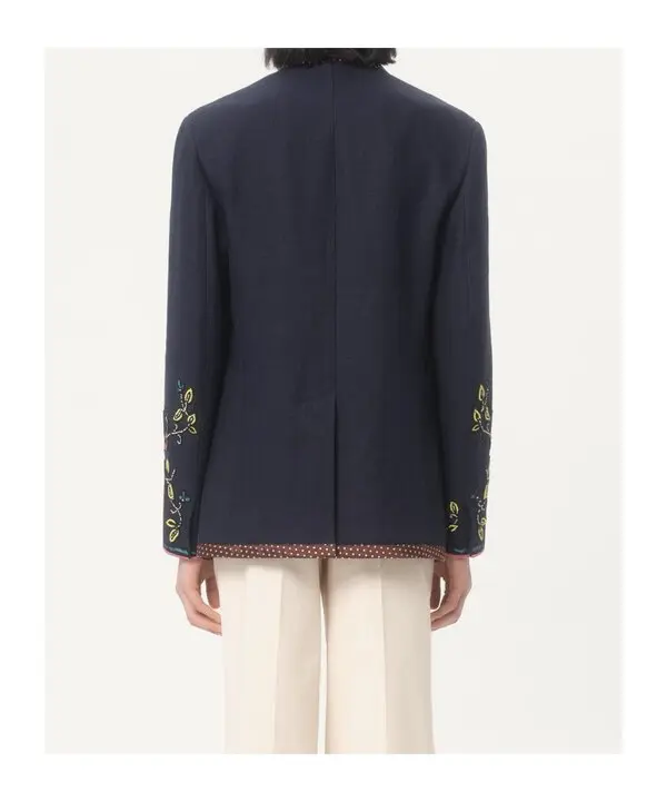 Valentino Garavani Embellished Lapel Long-sleeved Suit Jacket