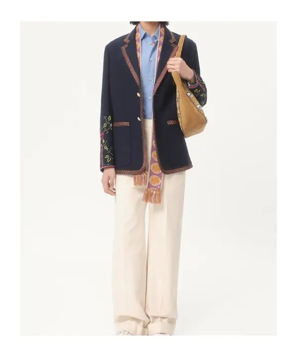 Valentino Garavani Embellished Lapel Long-sleeved Suit Jacket