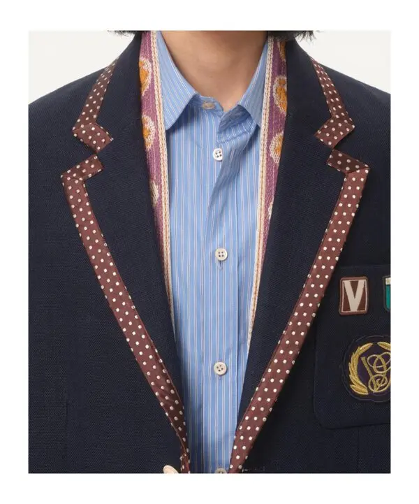 Valentino Garavani Embellished Lapel Long-sleeved Suit Jacket