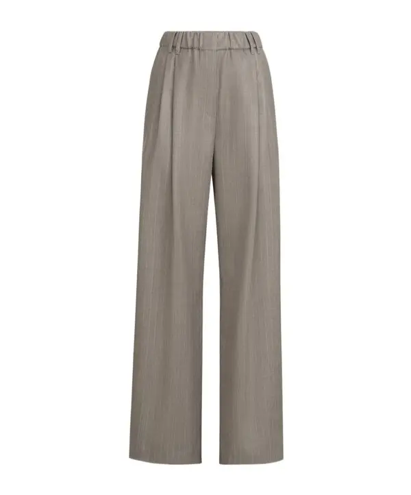 Brunello Cucinelli Virgin Wool Pinstripe Trousers With Monili - Gray