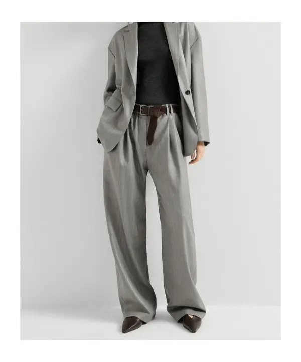Brunello Cucinelli Virgin Wool Pinstripe Trousers With Monili - Gray