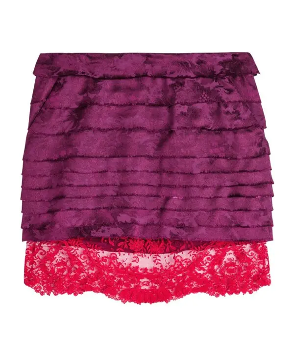 Saint Laurent Tiered Floral-jacquard Woven Mini Skirt