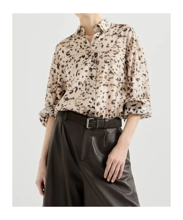 Brunello Cucinelli Lynx-print Monili-embellished Shirt